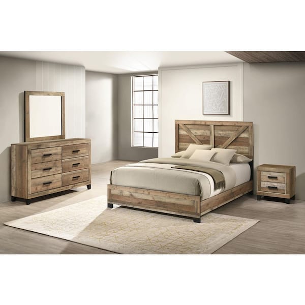 Best Quality Furniture Cinna 4-Piece Weathered Brown Pine Color Wood ...