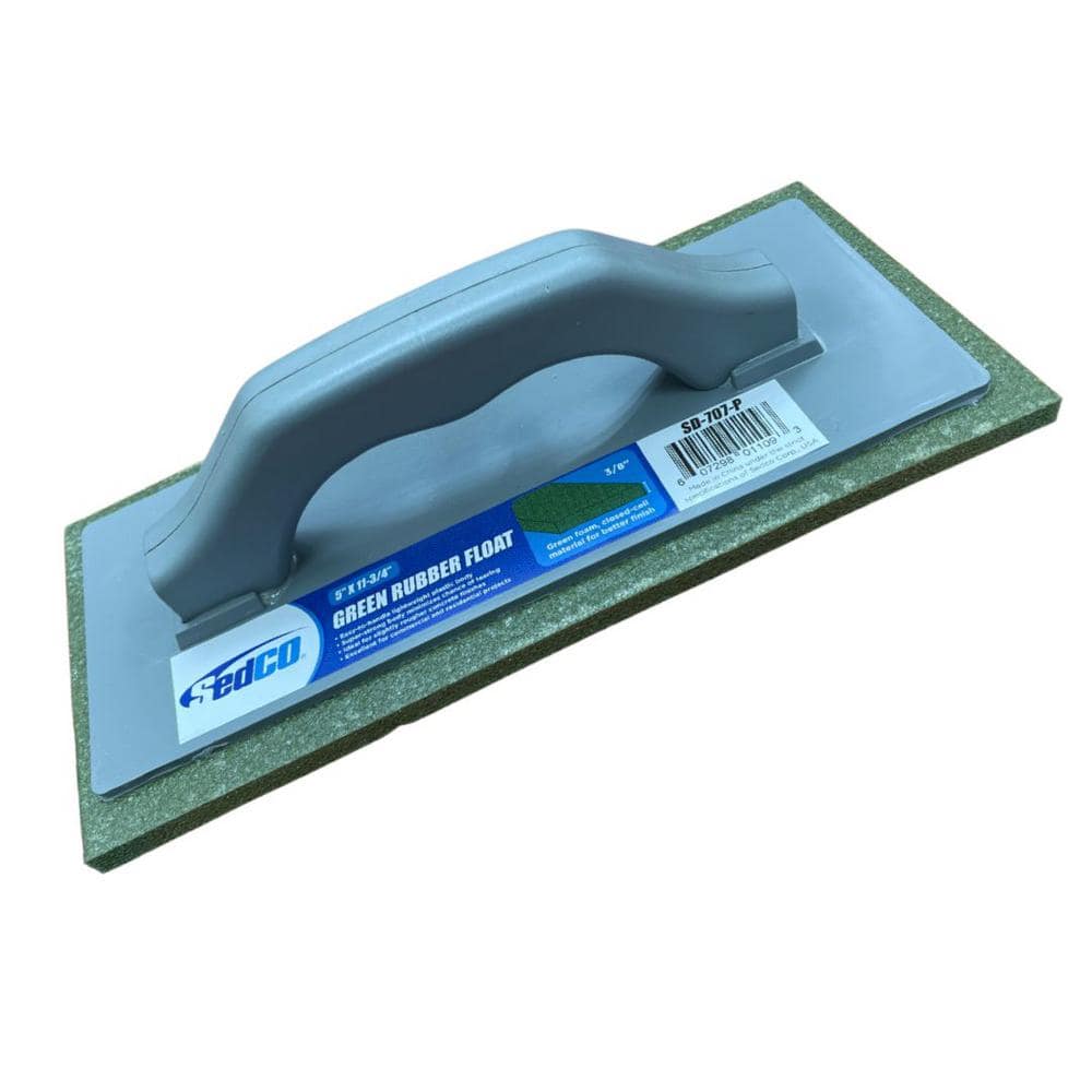 Sedco 11-3/4 in. x 5 in. Green Rubber Concrete Hand Float with PVC ...