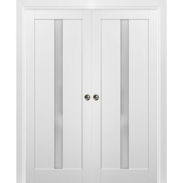 Sartodoors 72 in. x 96 in. 2 Panel White Finished MDF Sliding Door with ...