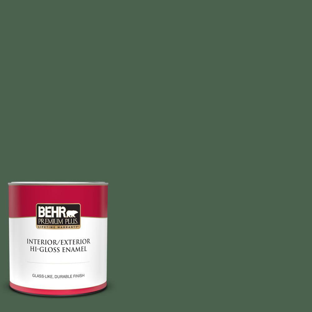 BEHR PREMIUM PLUS 1 qt. #S410-7 Equestrian Green Hi-Gloss Enamel ...
