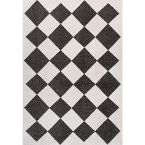 JONATHAN Y Draper Classic Geometric Diamond Pattern White/Charcoal 5 ft ...