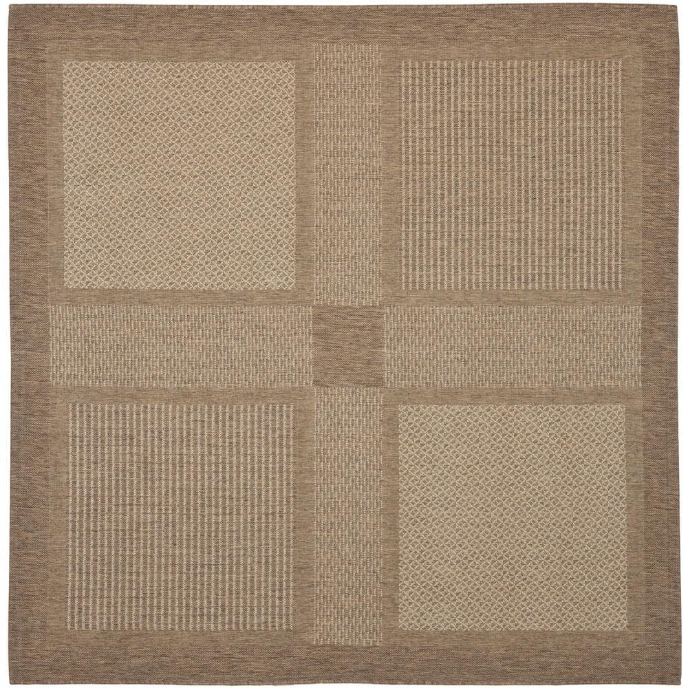 SAFAVIEH Courtyard Brown/Natural 7 ft. x 7 ft. Square Border Indoor ...