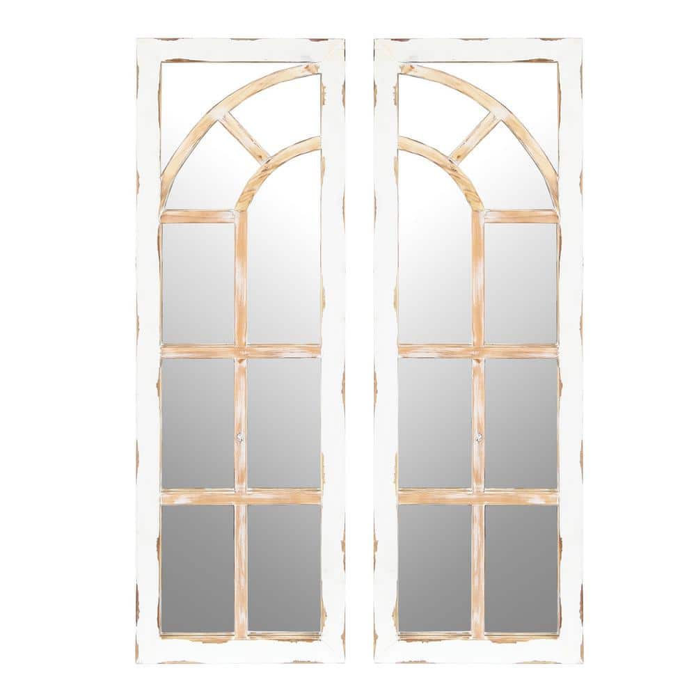 LuxenHome 36.31 in. x 12 in. 2-Piece Rectangular White Wood Framed ...