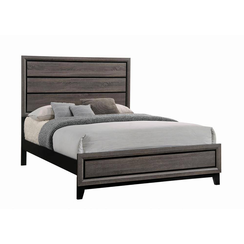 Coaster Watson Gray Oak and Black Wood Frame Queen Panel Bed 212421Q ...