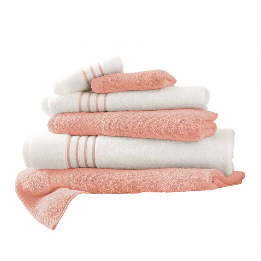 MODERN THREADS 6-Piece Rose Stripe Bath Towel Set 5QKSTTLG-ROS-ST - The ...