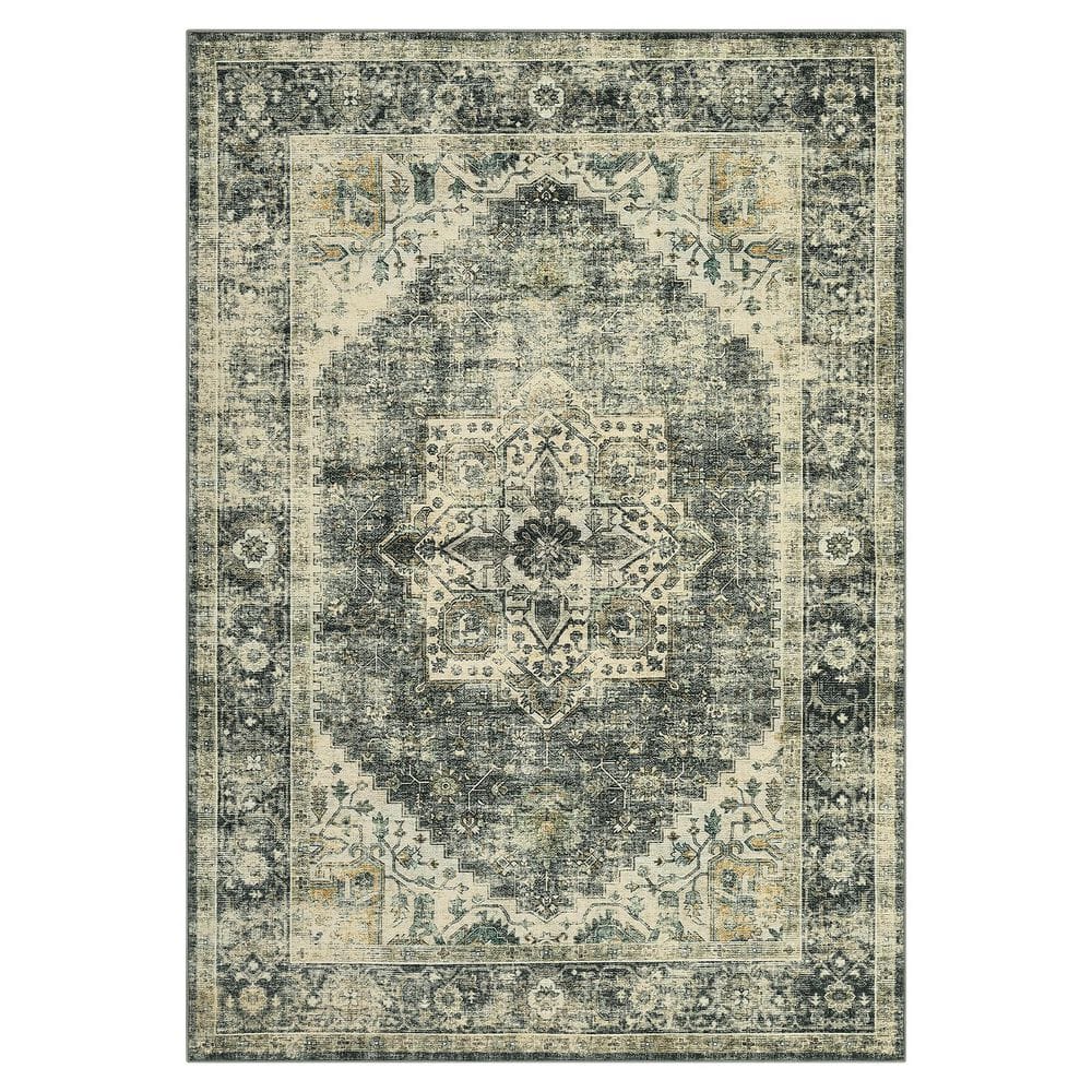 Garvee Brown Green 4x6 Vintage Persian Style Area Rug Faux Cashmere ...
