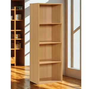 L'Baiet 35.6 in. Tall Beech Wood 3-Shelf Bookcase with Open Storage 3 ...