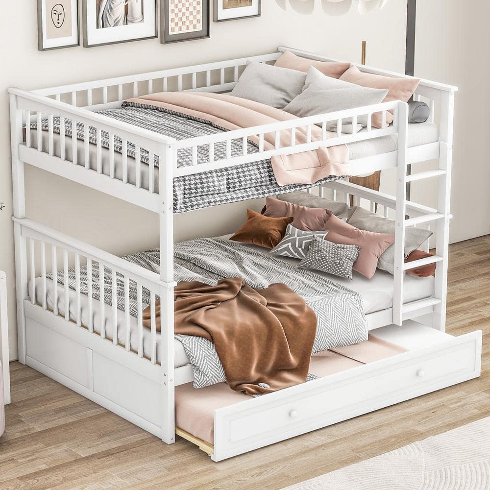 Harper & Bright Designs Detachable Style White Full Over Full Wood Bunk ... Harper & Bright Designs Detachable Style White Full Over Full Wood Bunk ...