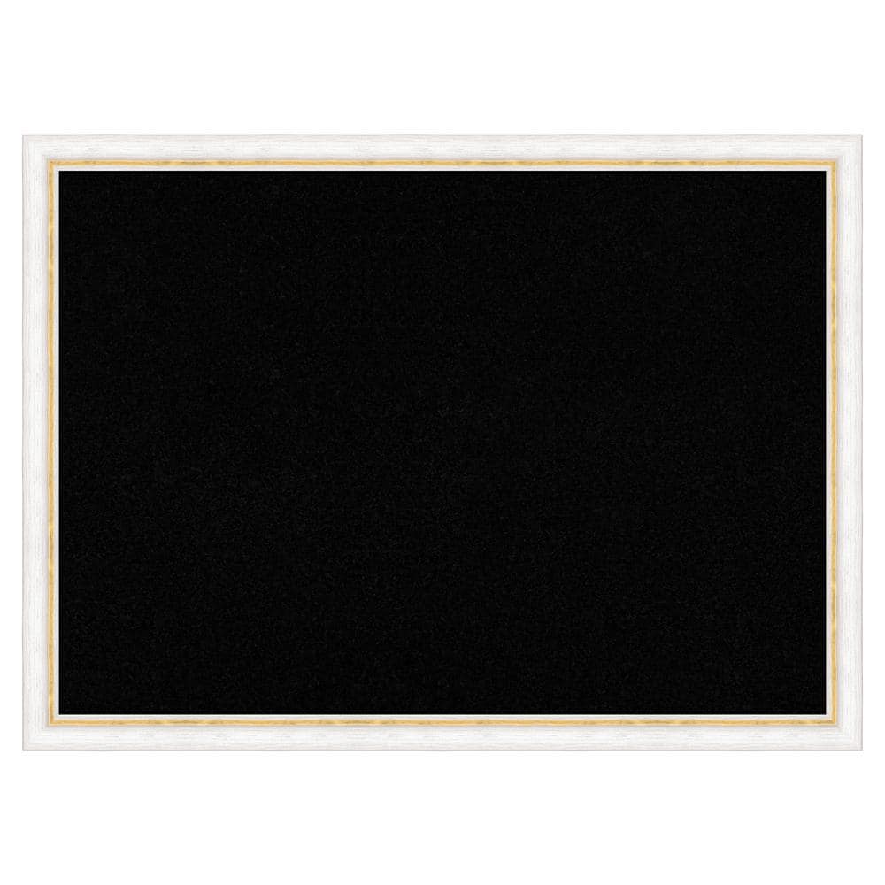 Amanti Art Morgan White Gold Wood Framed Black Corkboard 30 in. x 22 in ...