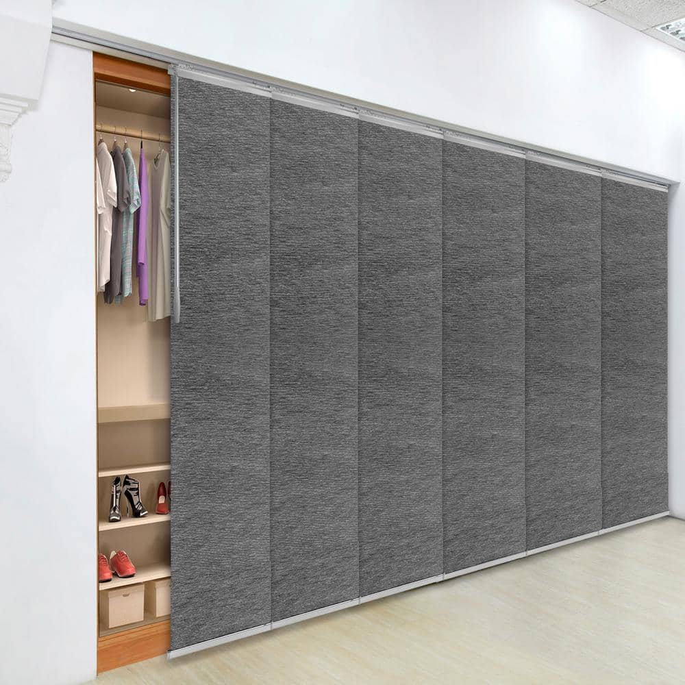 EMOH Granite Gray 70 in. - 130 in. W x 94 in. L Adjustable 6- Panel ...