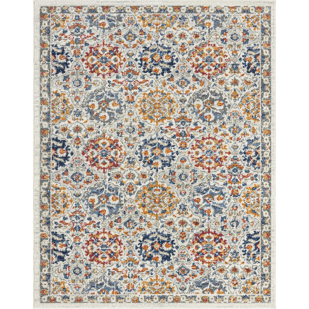 Tayse Rugs Chelsea Cream 7 ft. x 9 ft. Oriental Indoor Area Rug CHL1117 ...