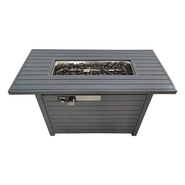 Cesicia Gray Weave Wicker 43 in. Rectangular 60,000 BTU Propane Gas ...