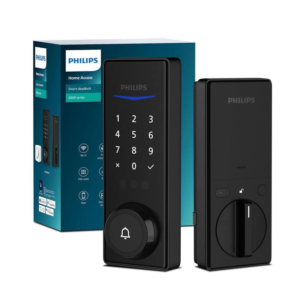 Philips Matte Black Wi-Fi-Enabled Smart Deadbolt with Palm Recognition ...