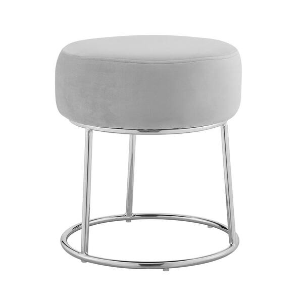 Linon Home Decor Tori Gray and Silver Makeup Vanity Stool THD03590 ...