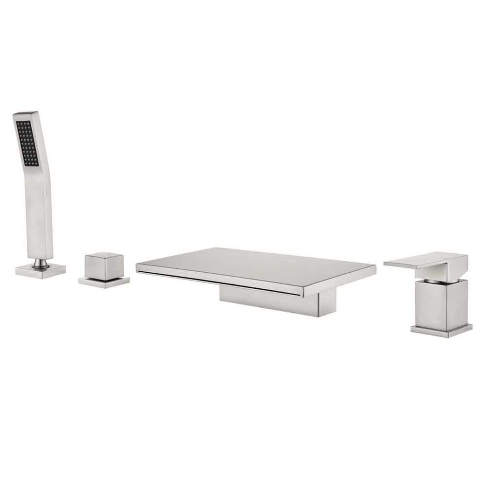 AIMADI Single-Handle Waterfall Deck-Mount Roman Tub Faucet with Hand ...