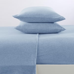 FRESHFOLDS Super Soft 4-Piece Sky Blue Microfiber Queen Striped Sheet ...