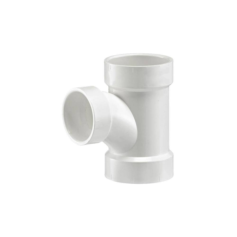 VPC 4 in. x 4 in. x 3 in. PVC DWV All Hub Reducing Sanitary Tee Fitting ...