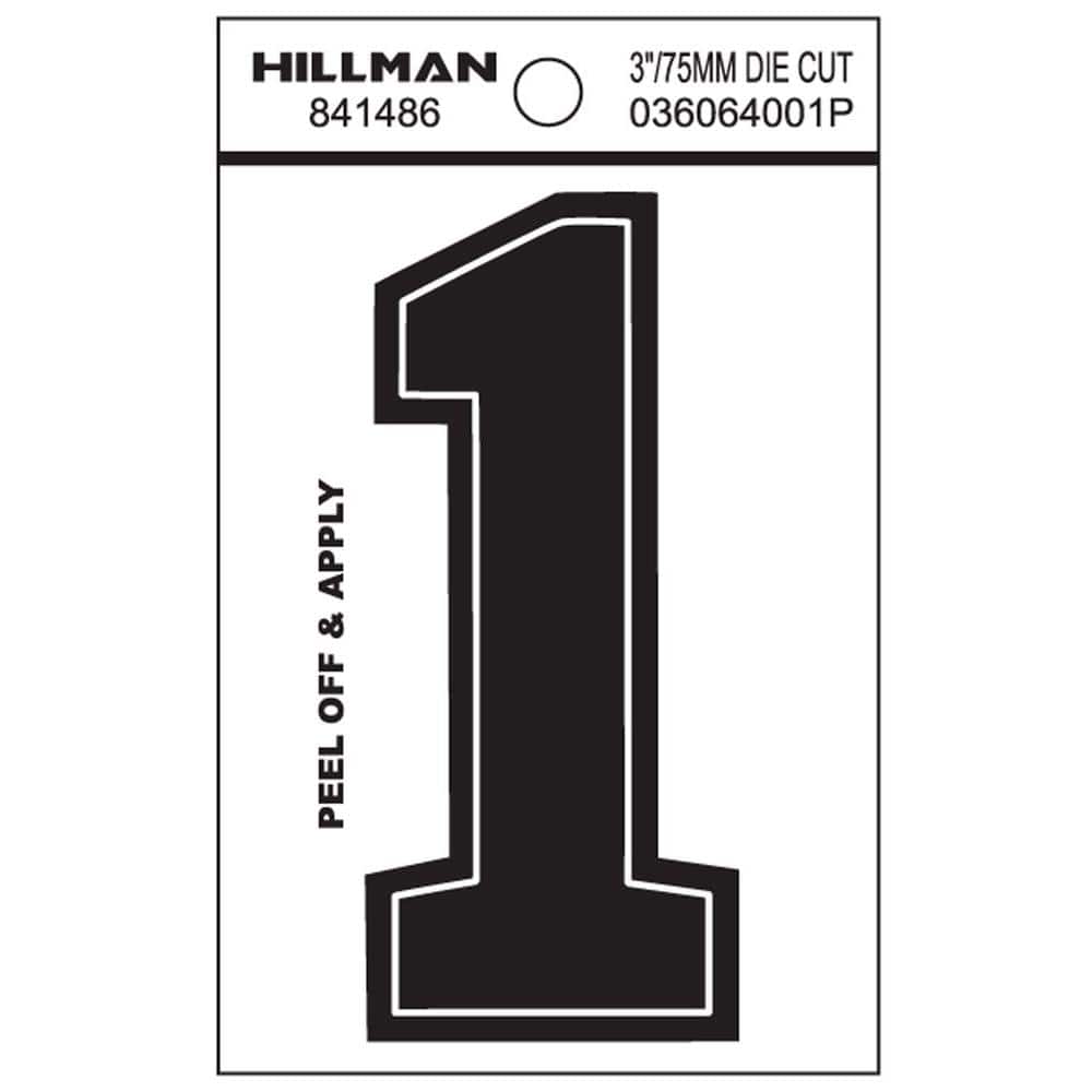 Hillman 3 in. Black Vinyl Die-Cut Number 1 841486 - The Home Depot