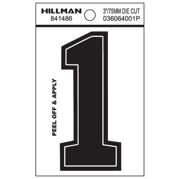 Hillman 3 in. Black Vinyl Die-Cut Number 1 841486 - The Home Depot