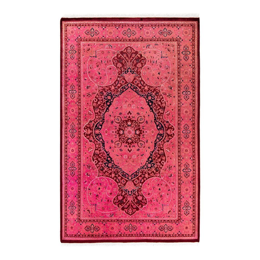 Chloe & Olivia Home Overdyed Pink 5 ft. x 8 ft. Solid Wool Indoor Area ...