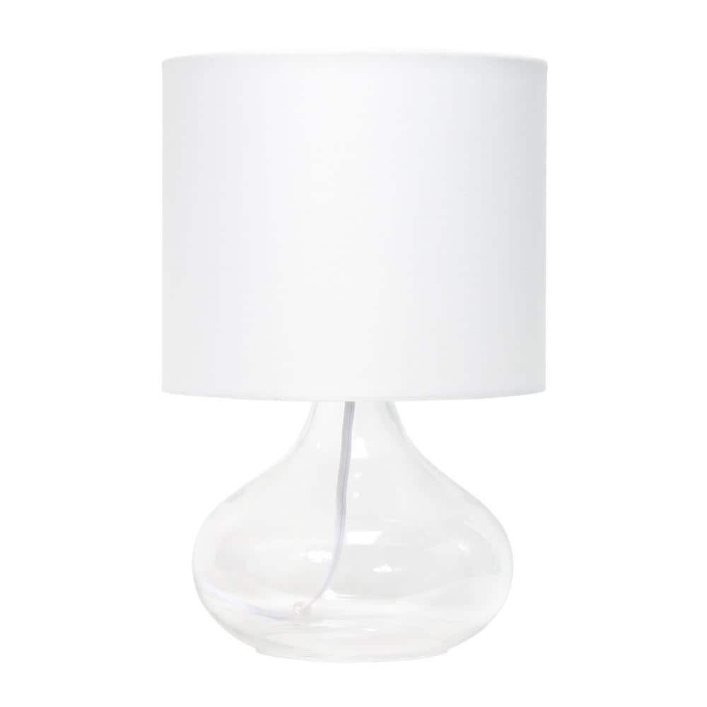 Simple Designs 13.75 in. Clear/White Glass Raindrop Table Lamp with ...