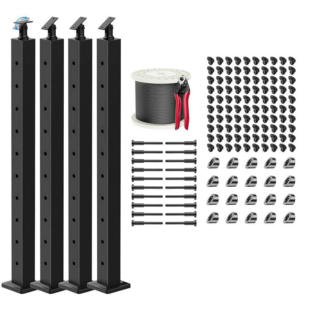 Afoxsos Stainless Steel Adjustable 2 in. x 35 in. Stair Cable Railing ...