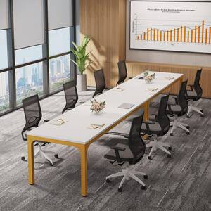 BYBLIGHT Moronia 78. 74in. 2-PCS Walnut Conference Room Table, Long ...