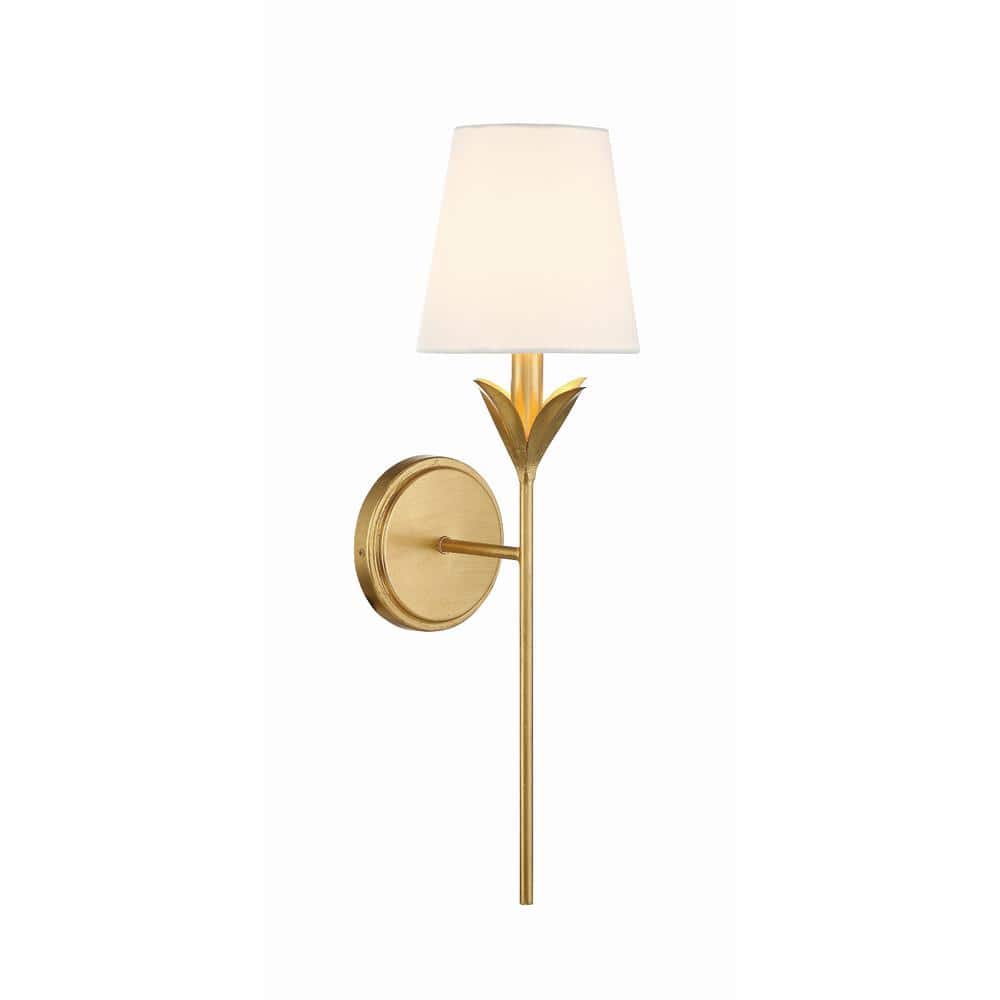 Crystorama Broche 1-Light Antique Gold Wall Sconce 531-GA - The Home Depot