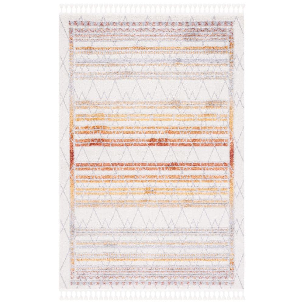 SAFAVIEH Marrakesh 4 ft. x 6 ft. Gray/Multi Striped High-Low Area Rug ...