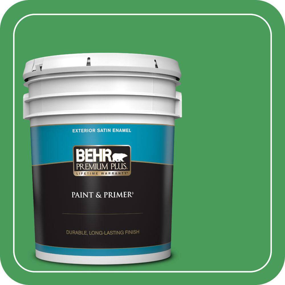 BEHR PREMIUM PLUS 5 gal. #P400-6 Clover Patch Satin Enamel Exterior ...