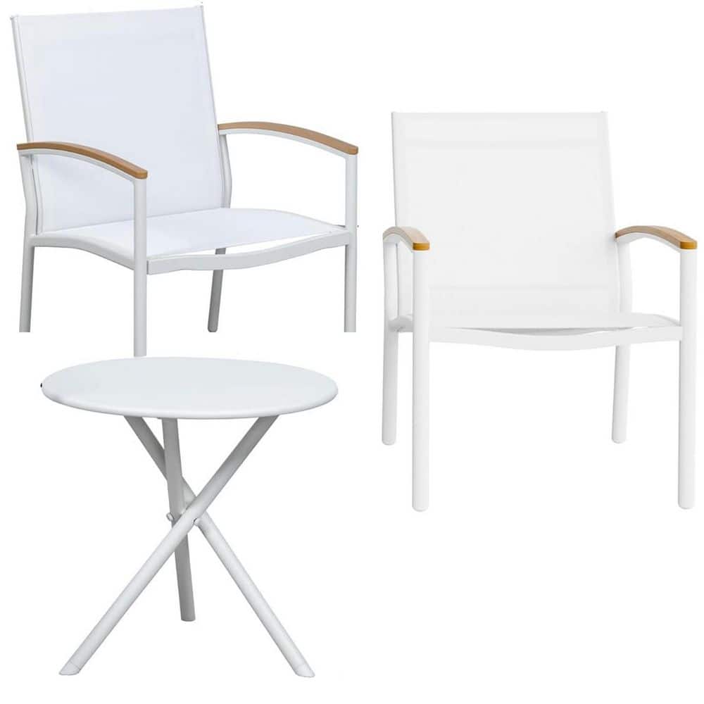 White 3-Piece Metal Patio Conversation Seating Set L0D26395Q9 - The ...