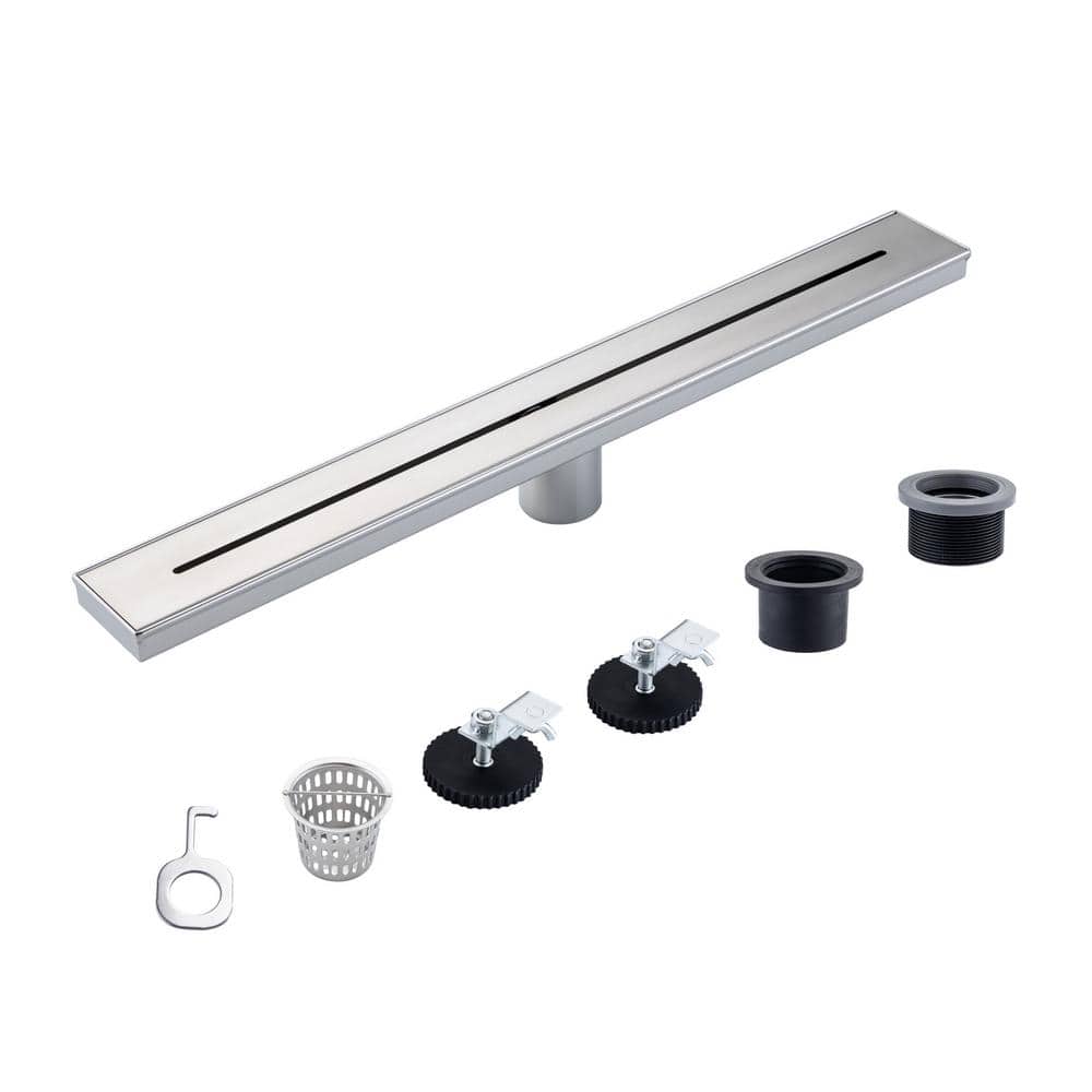 Flynama 24 in. Stainless Steel Long Rectangular Linear Grid Shower ...