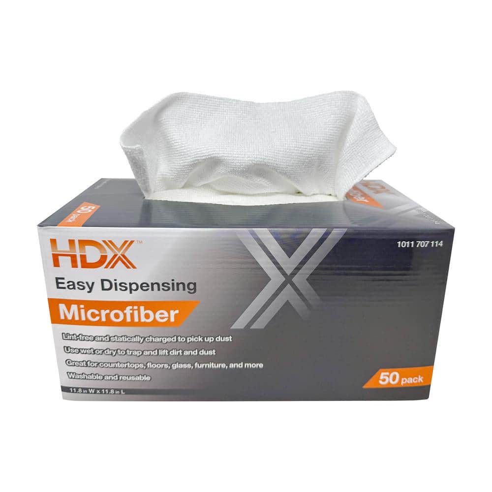 HDX 50ct HDX Pop-Box Microfiber Towels W-00630-50HDX - The Home Depot
