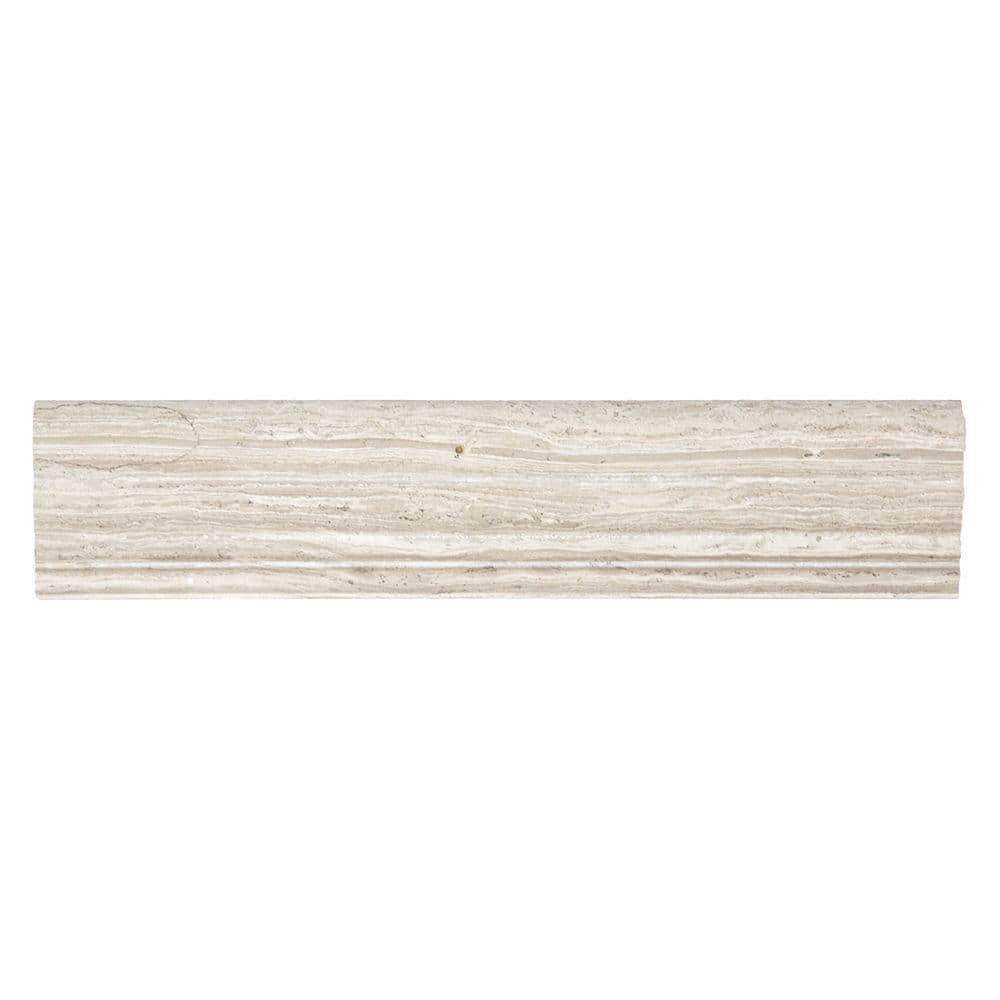 Jeffrey Court Stone Grey 2 in. x 12 in. Honed Limestone Wall Crown Tile ...