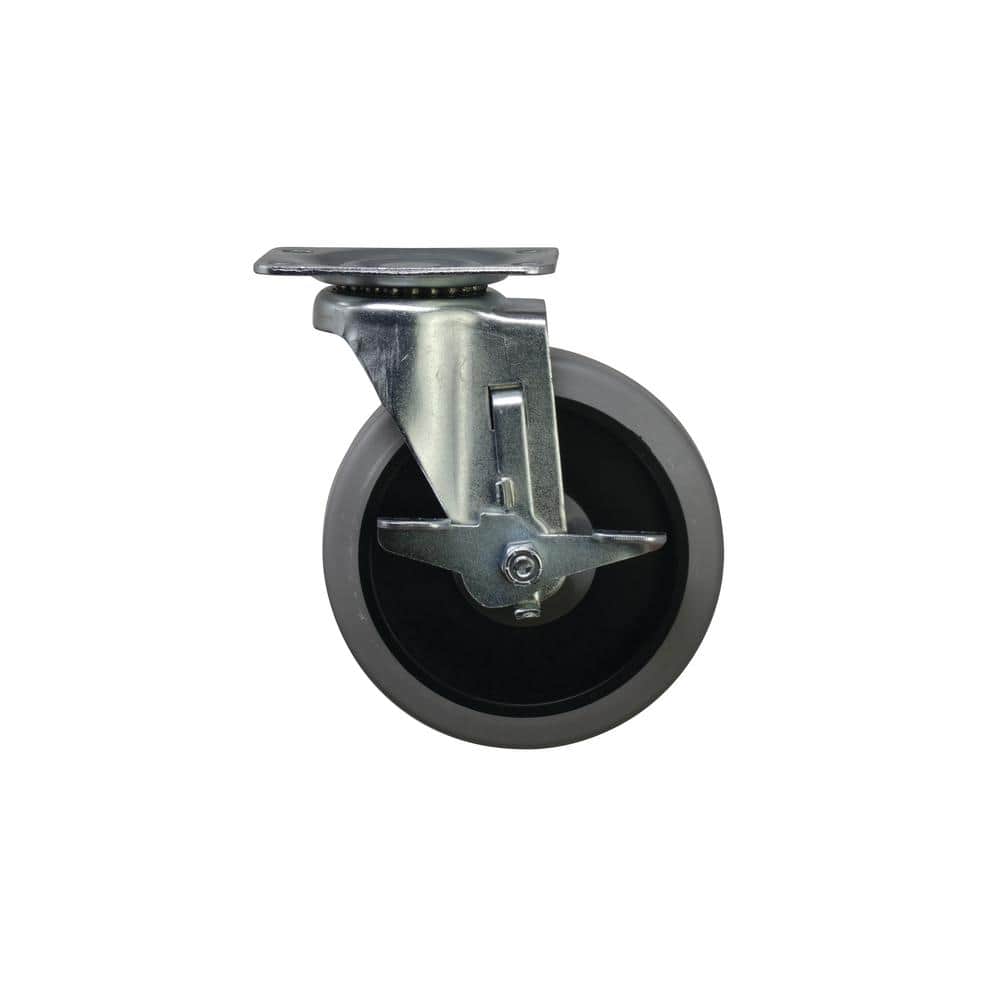 Shepherd 5 in. Gray Rubber Like TPR and Steel Swivel Plate Caster with ...