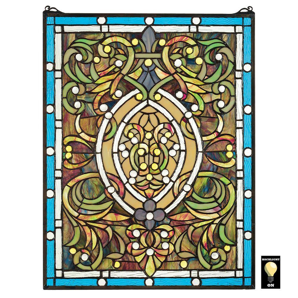 Design Toscano Beguiled in Blue Tiffany-Style Stained Glass Window ...