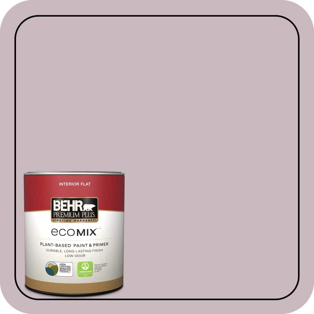 BEHR PREMIUM PLUS 1 qt. #690E-3 Iris Pink Flat EcoMix Plant-Based ...