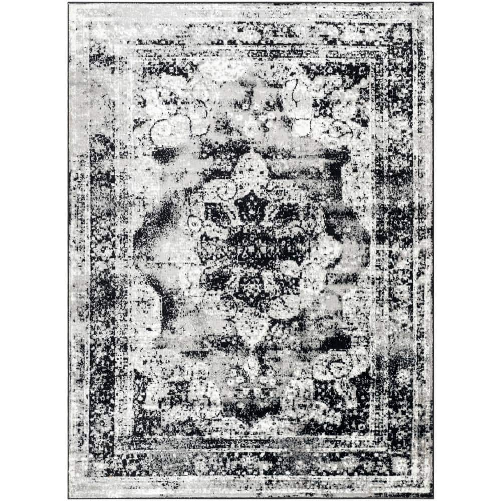 Livabliss Monte Carlo Black Medallion 7 ft. x 9 ft. Indoor Area Rug ...