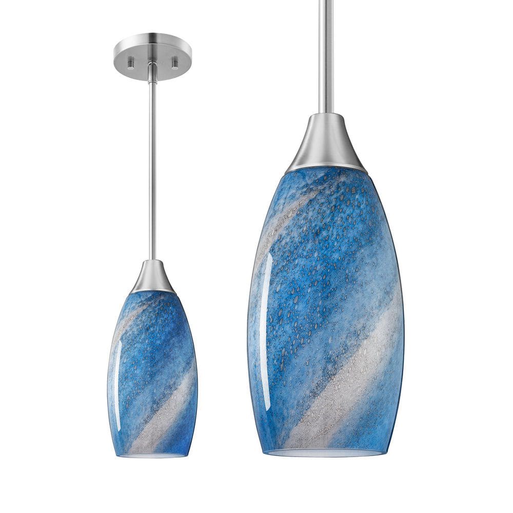 EDISHINE 60 -Watt 1 Light Dark Blue Adjustable Rods Medium Pendant ...