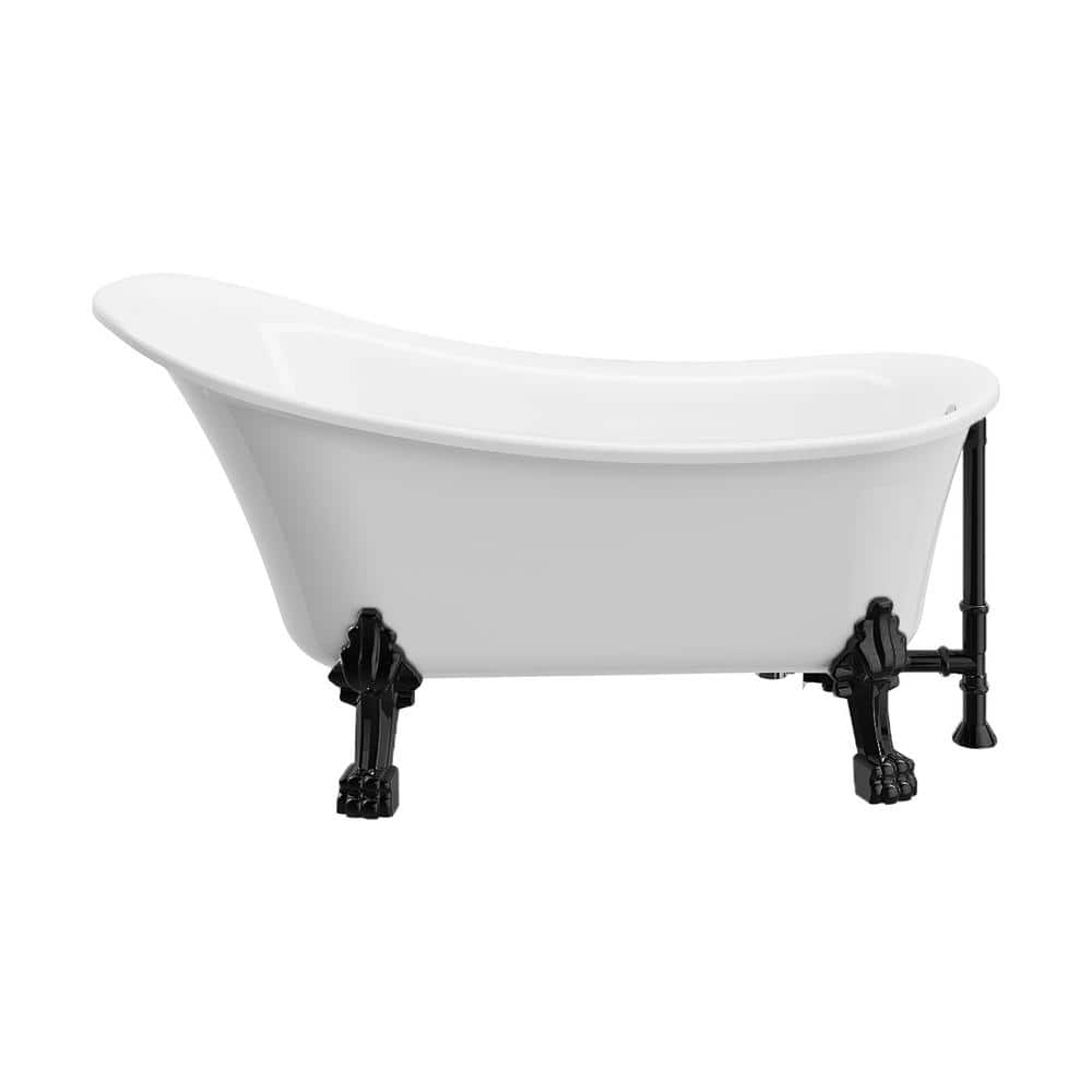 A&E Dorya 59 in. x 28 in. Oval Soaking Bathtub, Reversible Drain with Black Feet Dorya-59-BLK ...
