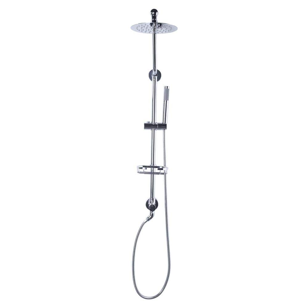ALEASHA 1-Spray Round Wall Bar Shower Kit with Hand Shower in Polished ...