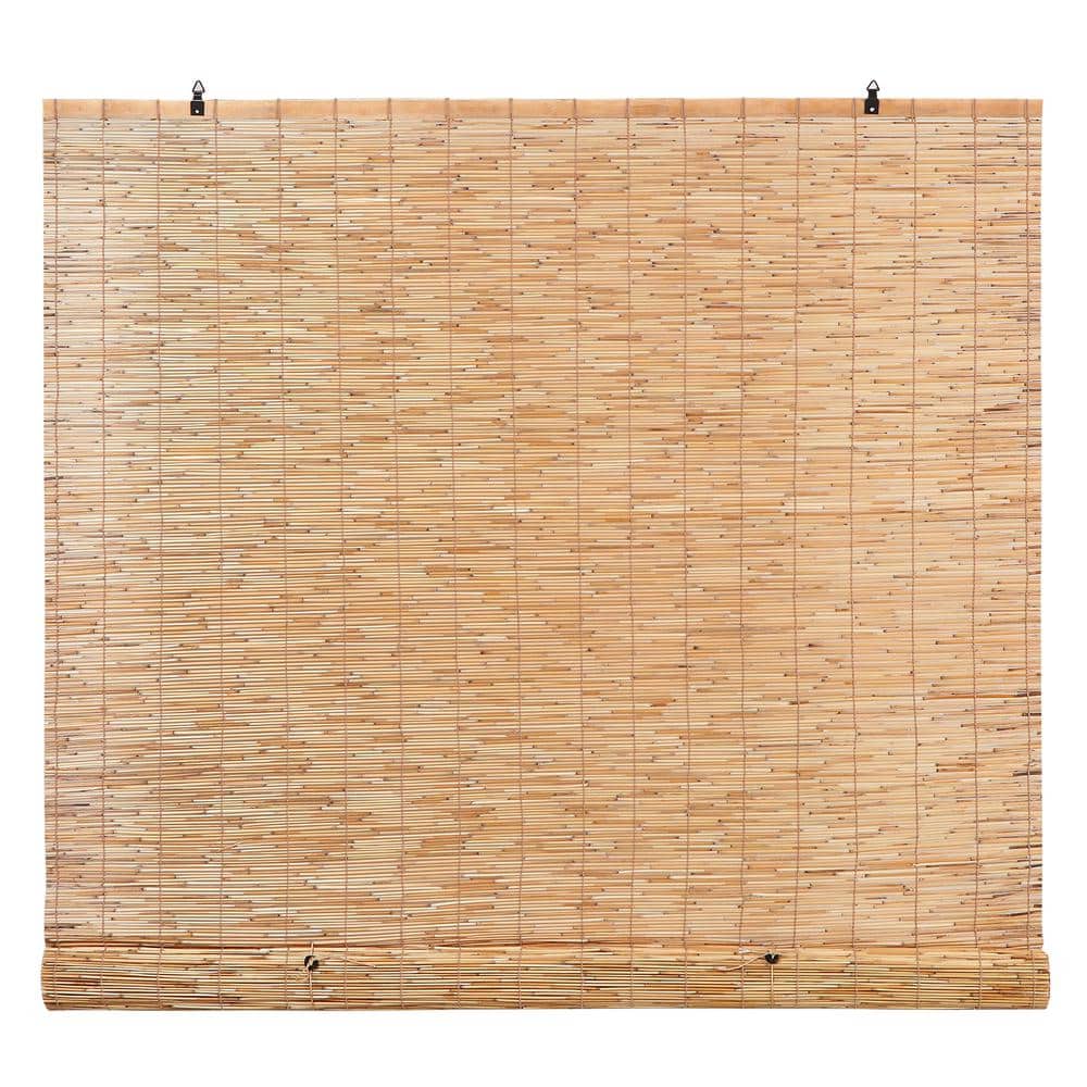 Backyard X-Scapes Cord Free Natural Light-Filtering Bamboo Reed Roman ...