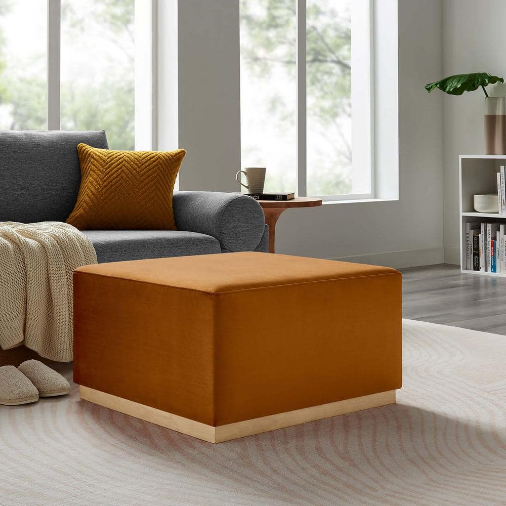MODWAY Tilden Large 28 in. Rust Natural Performance Velvet Upholstered ...