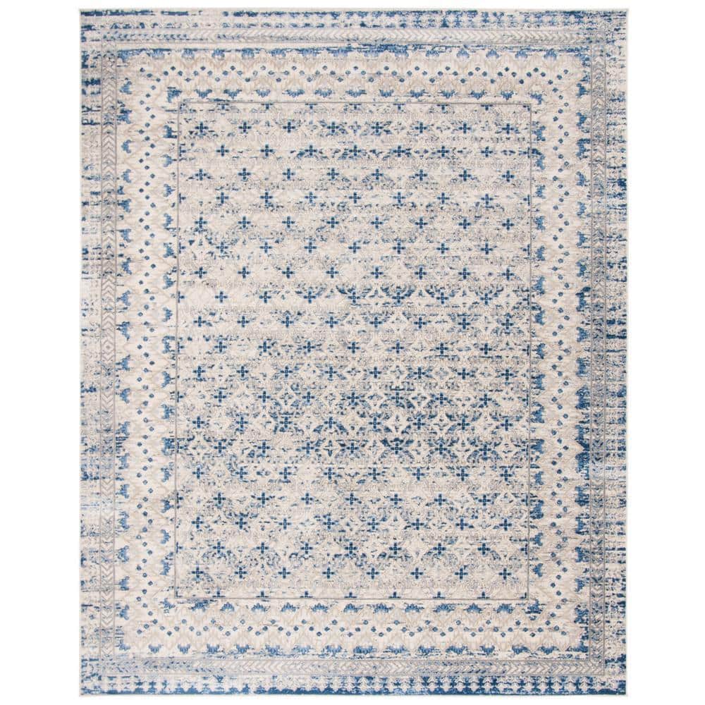 SAFAVIEH Brentwood Light Gray/Blue 10 ft. x 13 ft. Multi-Border ...