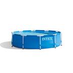 Intex 10 ft. x 2.5 ft. Round Metal Frame Backyard Above Ground Swimming ...