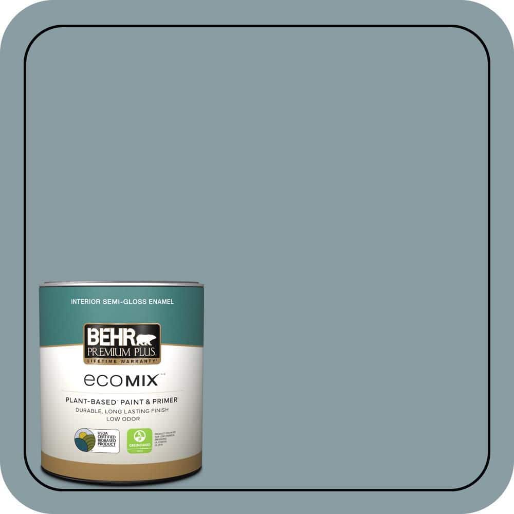 BEHR PREMIUM PLUS 1 qt. #540F-4 Shale Gray Semi-Gloss Enamel EcoMix ...