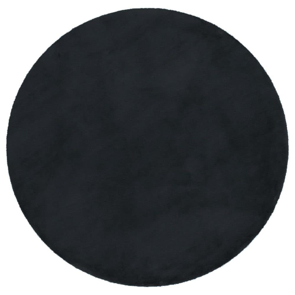 Nourideaux Black 3 ft. x 3 ft. Fuzzy Faux Rabbit Fur Rug Plush Fluffy ...