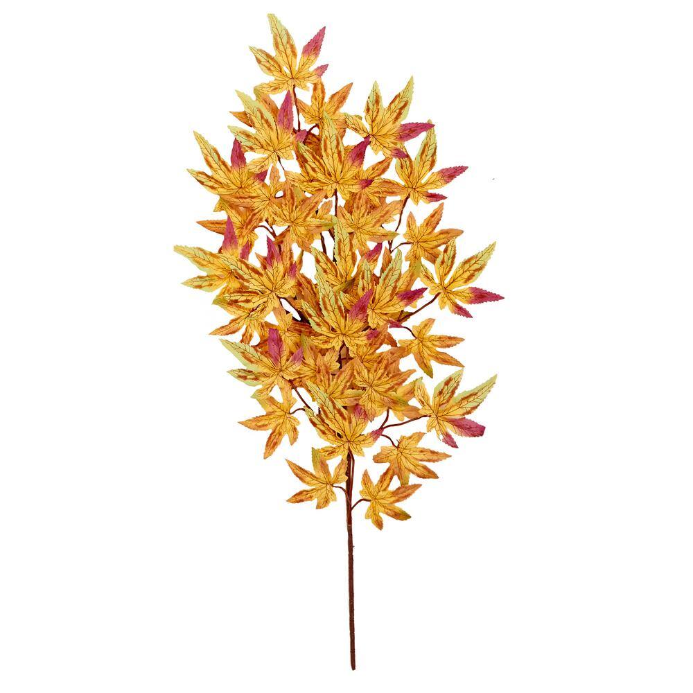 26 in. Japanese Maple Spray with 45 Leaves, Yellow (Set of 6) 1270YE - The Home Depot