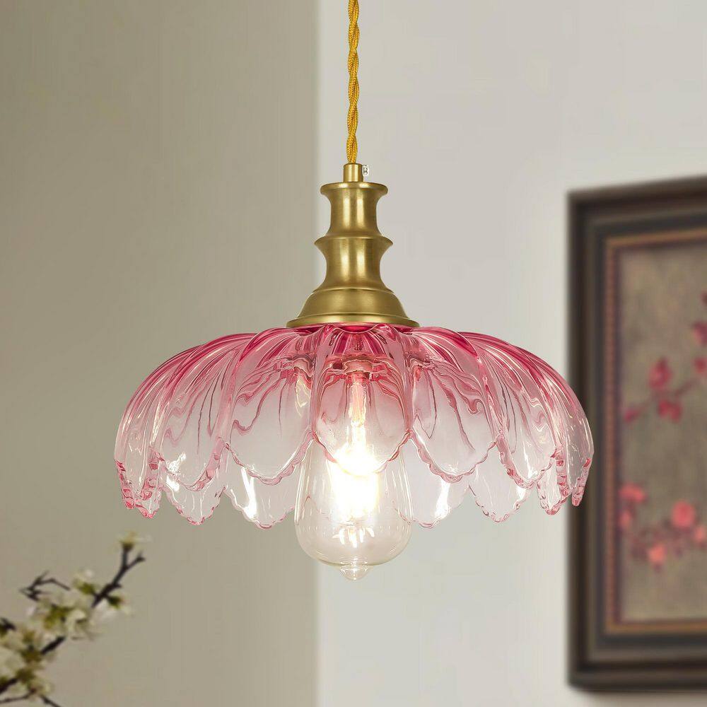 Henveton Jasslynn 60W Gradient Pink Mid-Century Pendant Light with ...