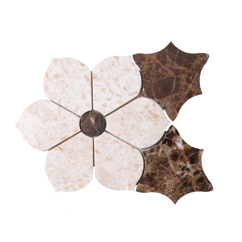 Giorbello Magnolia Polished Marble Flower Mosaic Floor and Wall Tile 10 ...